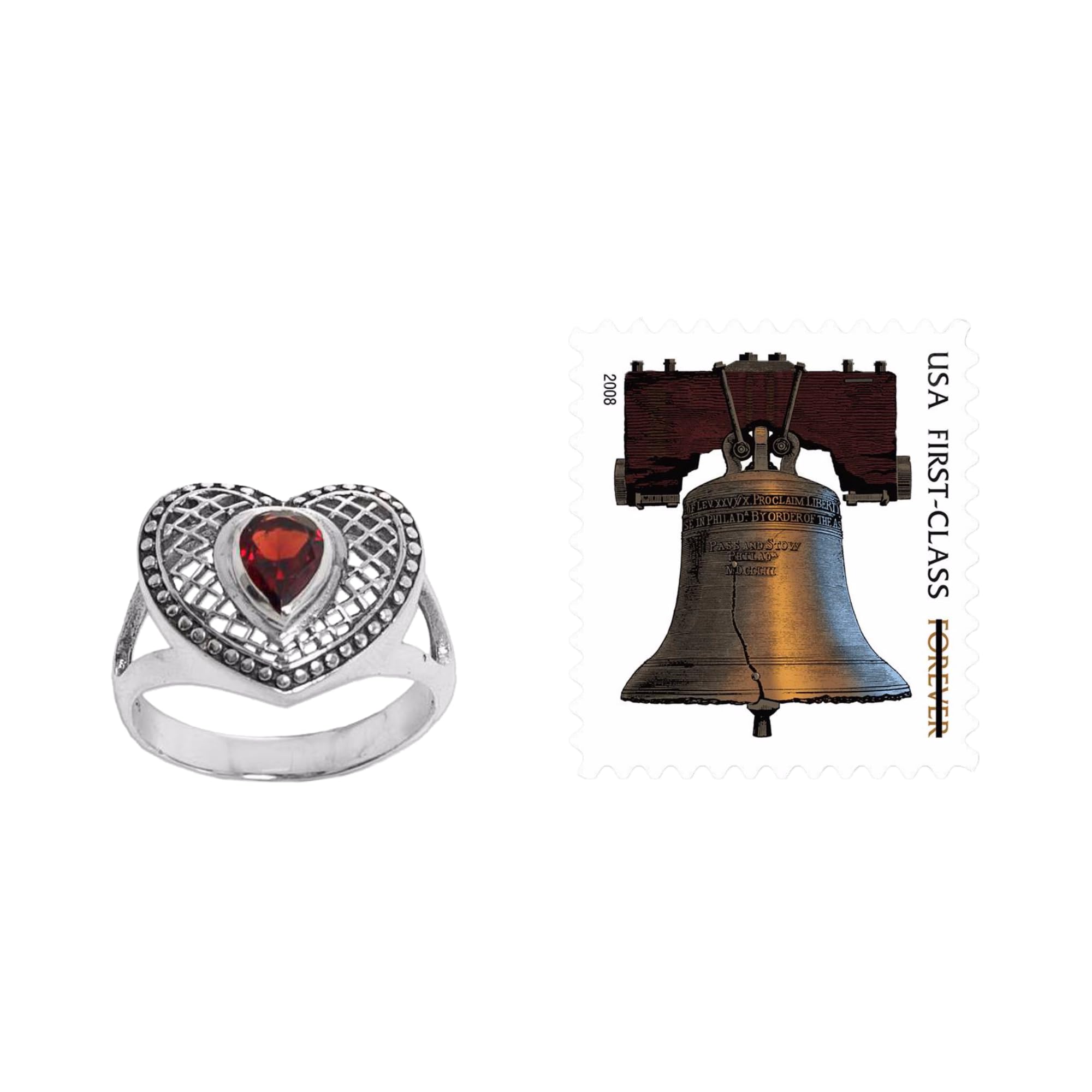 NOVICA Artisan Handmade Garnet Cocktail Ring .925 Sterling Silver Indonesia Aurora Birthstone 'Bali Heart in Red'
