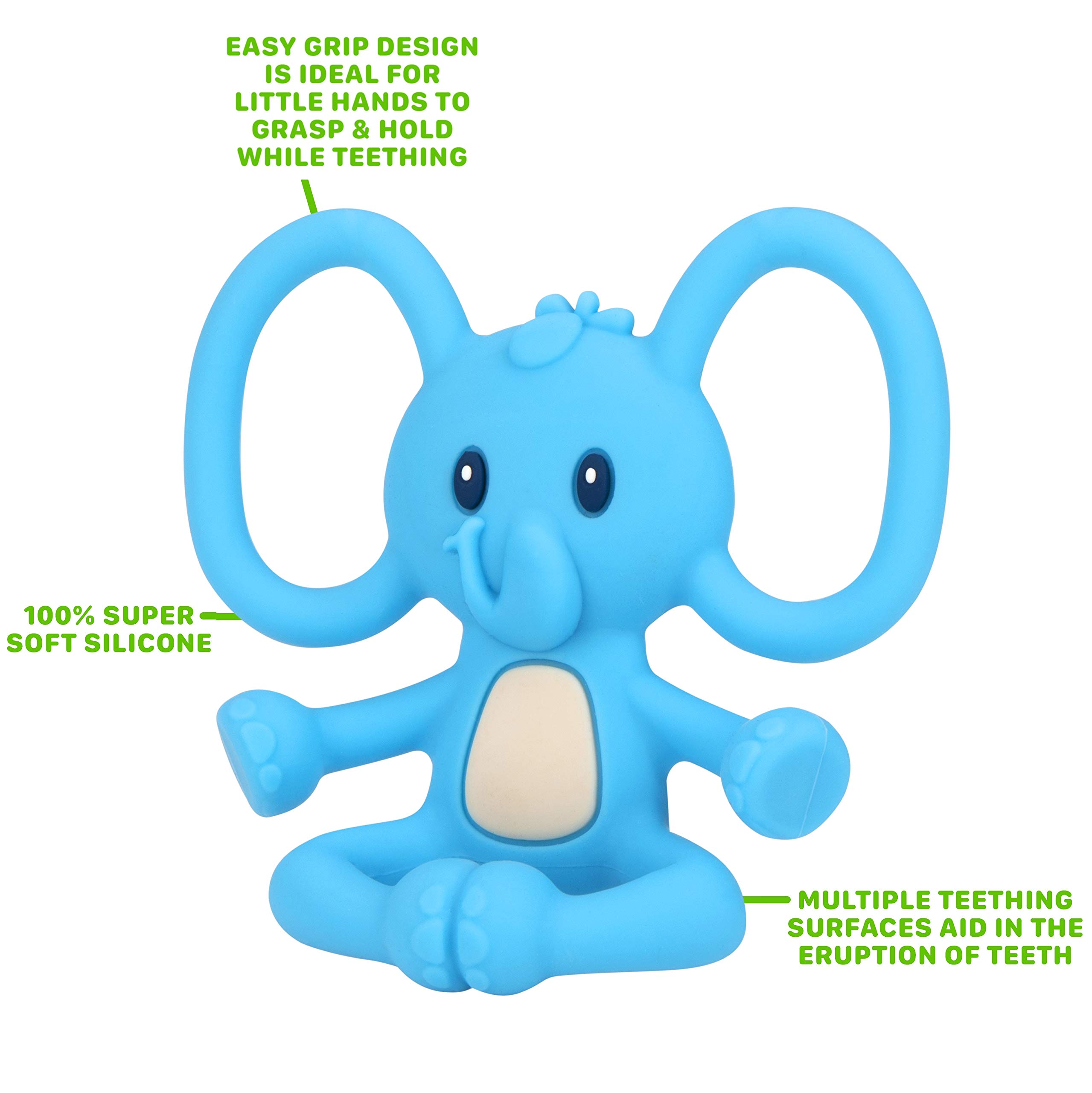 Nuby Yogis All Silicone Soothing Teether, Elephant