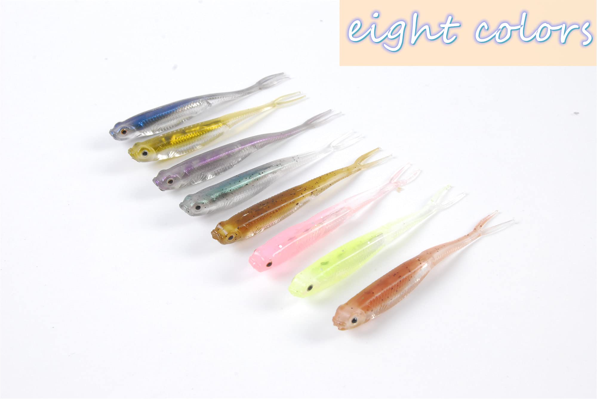 Papa.Jiang 6 PCS Soft Fishing Lure, Artificial Lure Swimbaits, Split Tail, Multiple Color Available, Saltwater/Freshwater (Chartreuse)