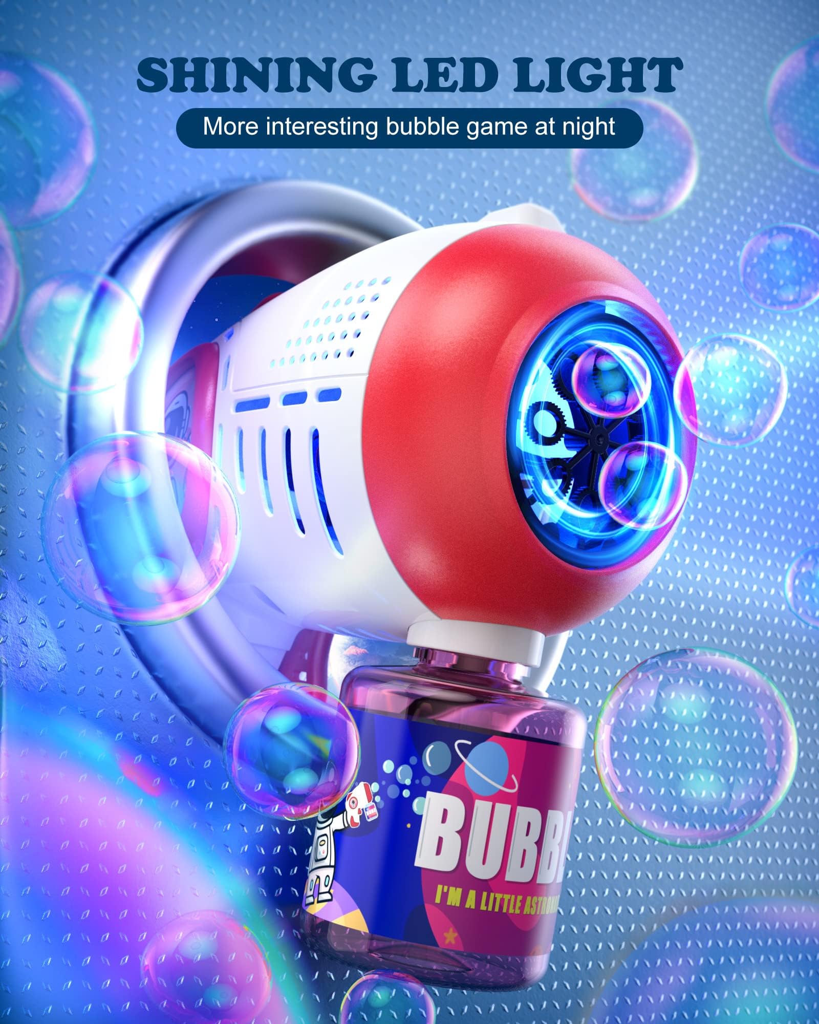 Minetom 2 Bubble Guns for Kids Toddlers with 2 Bottles Bubble Solution, 360-Degree Leak-Proof Design Bubble Blower for Party Favors, Summer Toy, Outdoors Activity