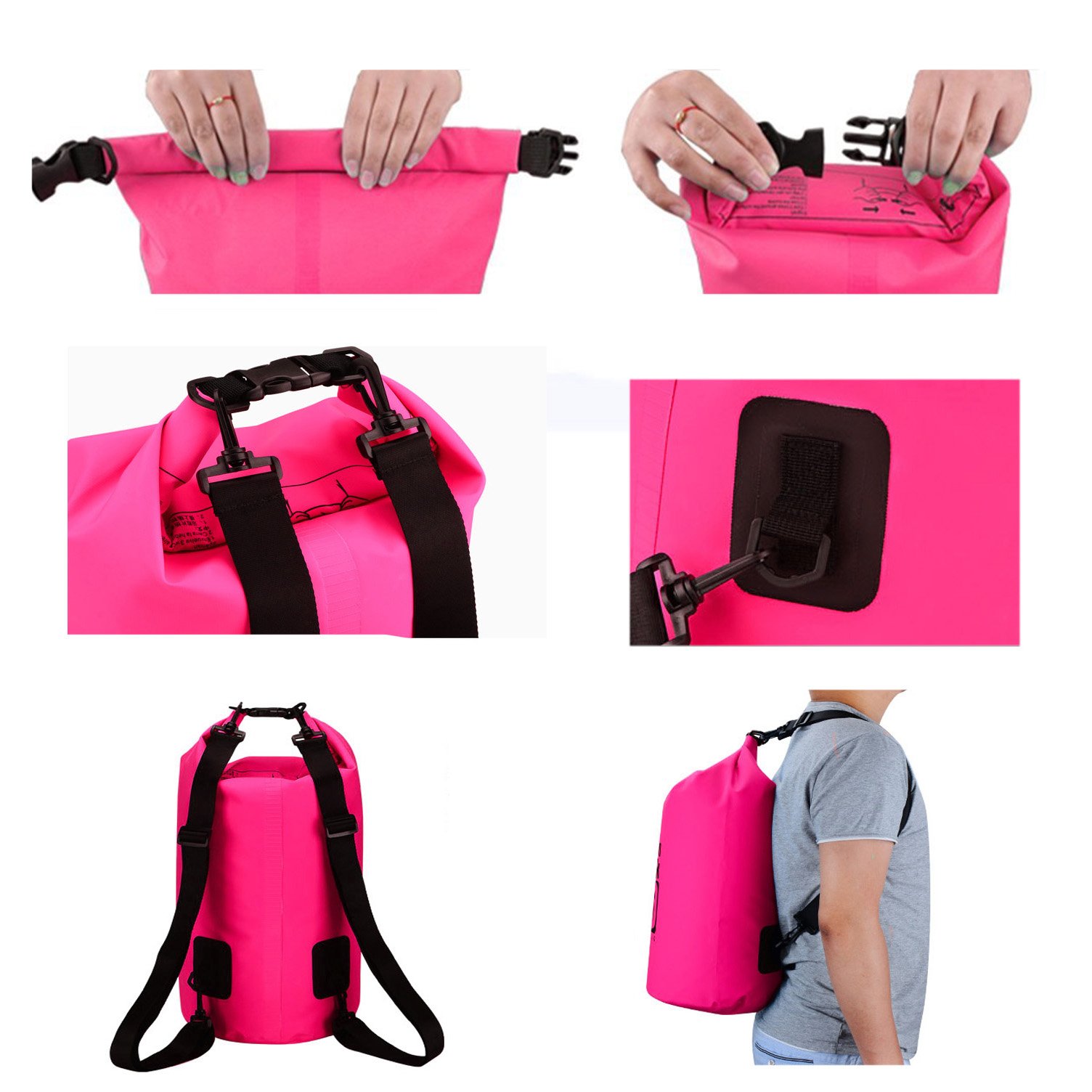 MR LION Waterproof Dry Bag - Roll Top Dry Compression Sack Keeps Gear Dry for Kayaking, Beach, Rafting, Boating, Hiking, Camping, Swimming, Floating and Fishing with Waterproof Phone Case (Pink, 20L)