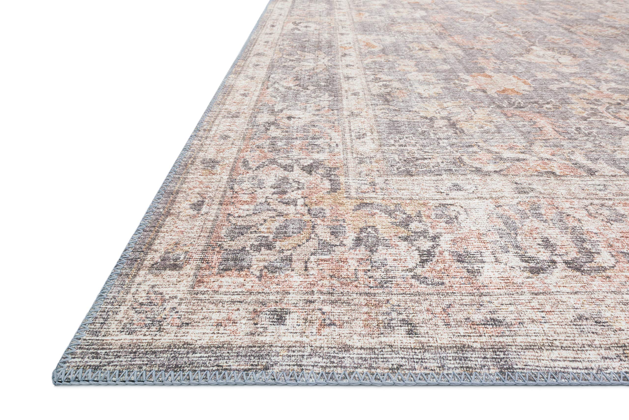 Loloi II Skye Collection SKY-01 Grey/Apricot 9'-0" x 12'-0", 13" Thick,Area Rug,Soft,Durable,Vintage Inspired,Distressed,Low Pile,Non-Shedding,Easy Clean,Printed,Living Room Rug