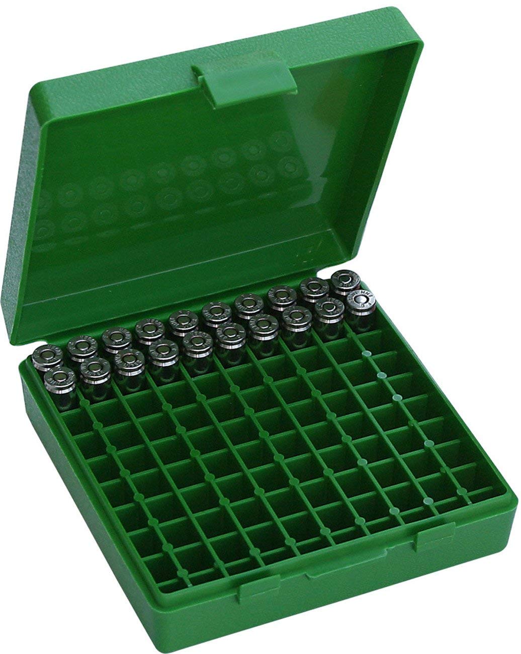 MTM Plastic Ammo Box, Green 100 Round 9MM / 380 (2)