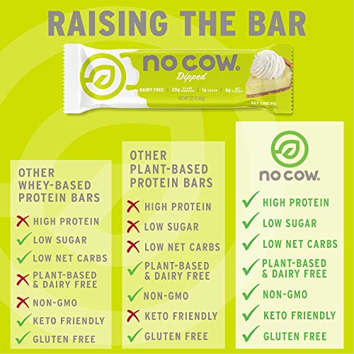 No Cow Dipped High Protein Bars, 21g Plant Based Vegan Protein, Keto Friendly, Low Sugar, Low Carb, Low Calorie, Gluten Free, Naturally Sweetened, Dairy Free, Non GMO, Kosher, Sampler Pack, 12 Pack
