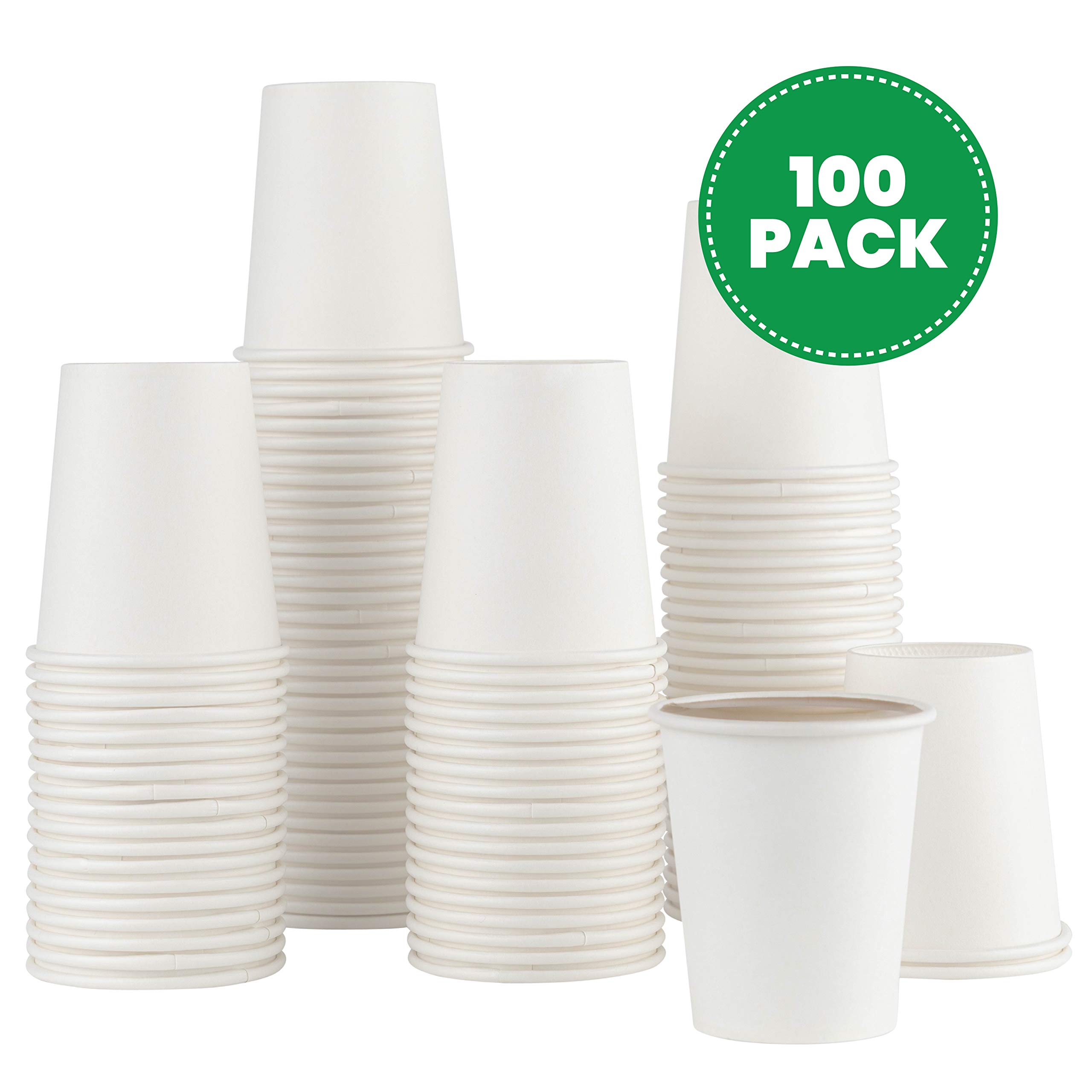 PLASTICPRO [100 Pack] 5 ounce Paper Hot Cups Disposable Coffee Cup for Bathroom, Espresso, Mouthwash Cups