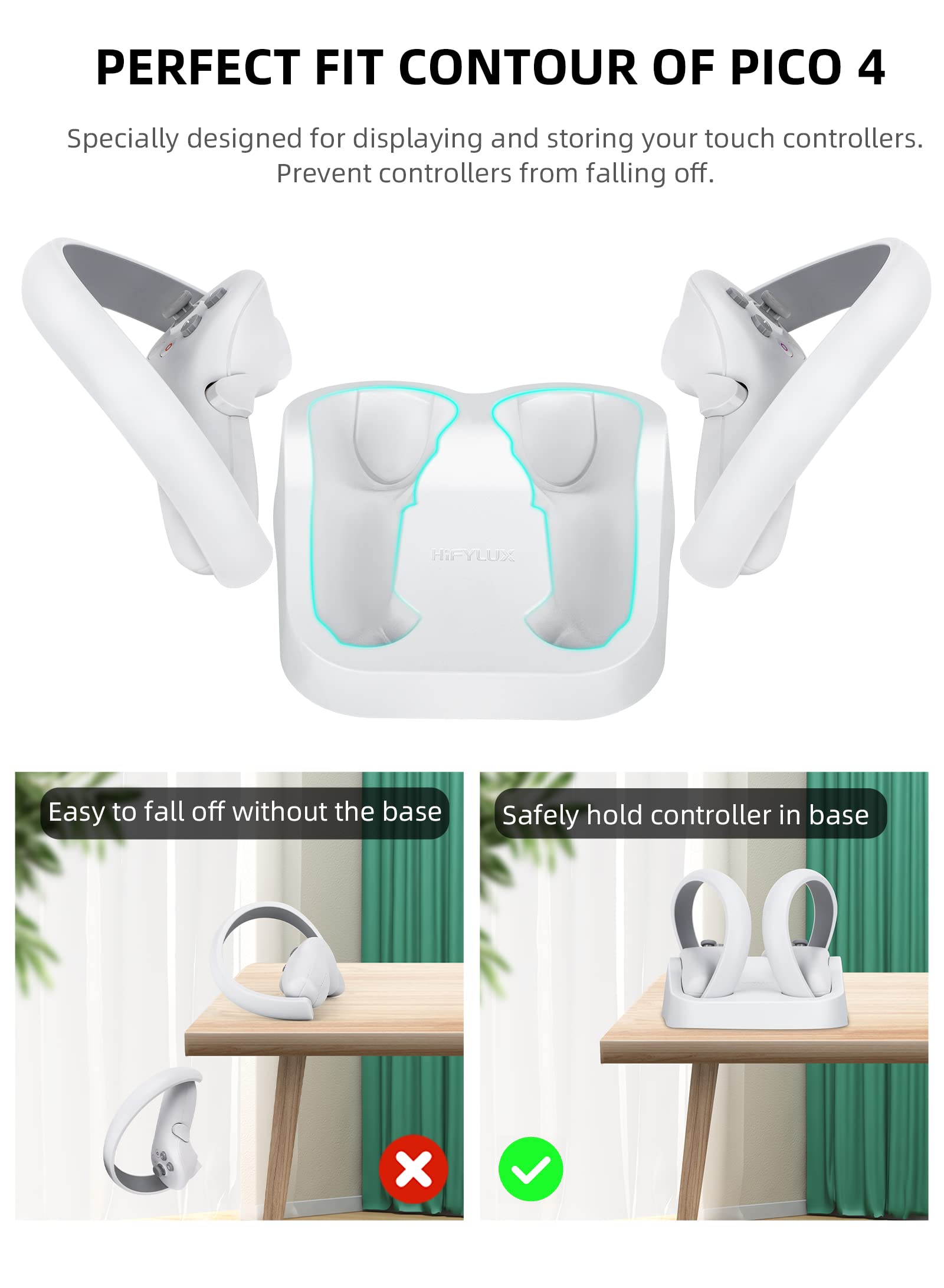 VR Controller Holder Display Stand for Pico4,VR Handle Controller Mount Station Desktop Storage Bracket,16*15.7*5cm