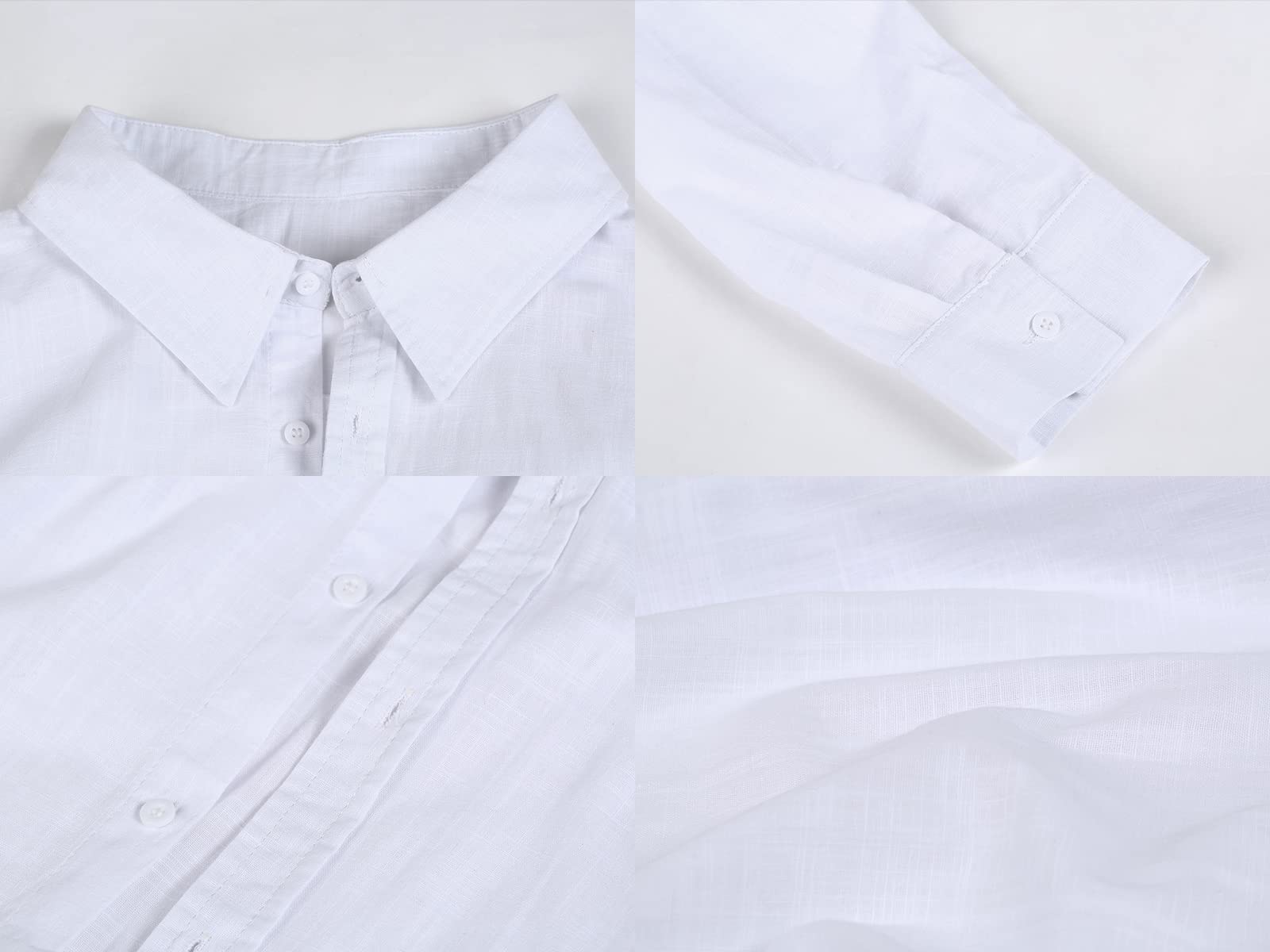 Mens Button Up Shirts Linen Beach Long Sleeve Casual Cotton Summer Lightweight Tops X-Large