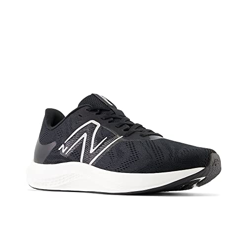 New Balance Men's DynaSoft Pro Run V2 Shoe, Black/White/Light Silver Metallic, 15 Wide