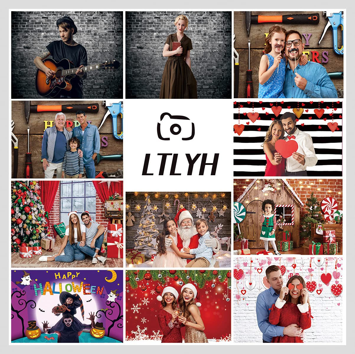 LTLYH 7x5ft Black Brick Wall Backdrop Birthday Party Brick Background Brick Wall Photography Props Room Decoration Background Photo Background 136