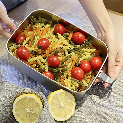 Stainless Steel Lunch Box - 800ml, Eco & Recyclable Food Container, Leakproof & Dishwasher Safe, BPA Free, On-the-Go Eating Design for Adults & Teens