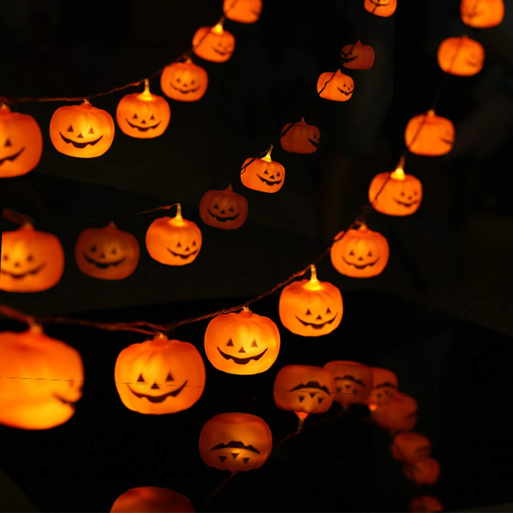 MILEXING Halloween String Lights, LED Pumpkin Lights, Holiday Lights for Outdoor Decor,2 Modes Steady/Flickering Lights(20 One Pumpkin Lights, 9.8 feet)