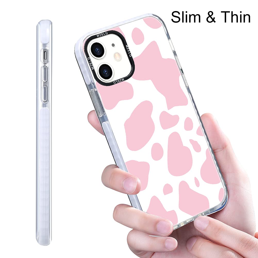 MZELQ Designed for iPhone 11 Case, Cute Pink Cow Print TPU Phone Pink Cow Patterns Case + Screen Protector Compatible with iPhone 11 6.1 inch Fit Girls Women iPhone 11 Case