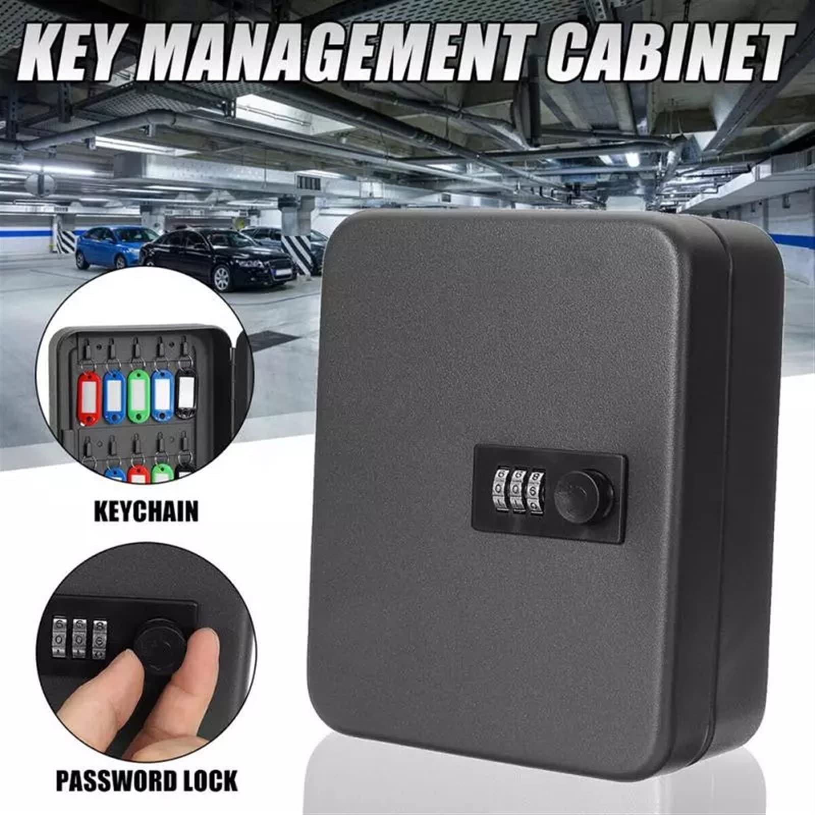 RORUN Small Safe Key Safe Box Organizer Storage Cabinet Home Car Resettable Code Wall Mounted Metal Office Combination Lock Password
