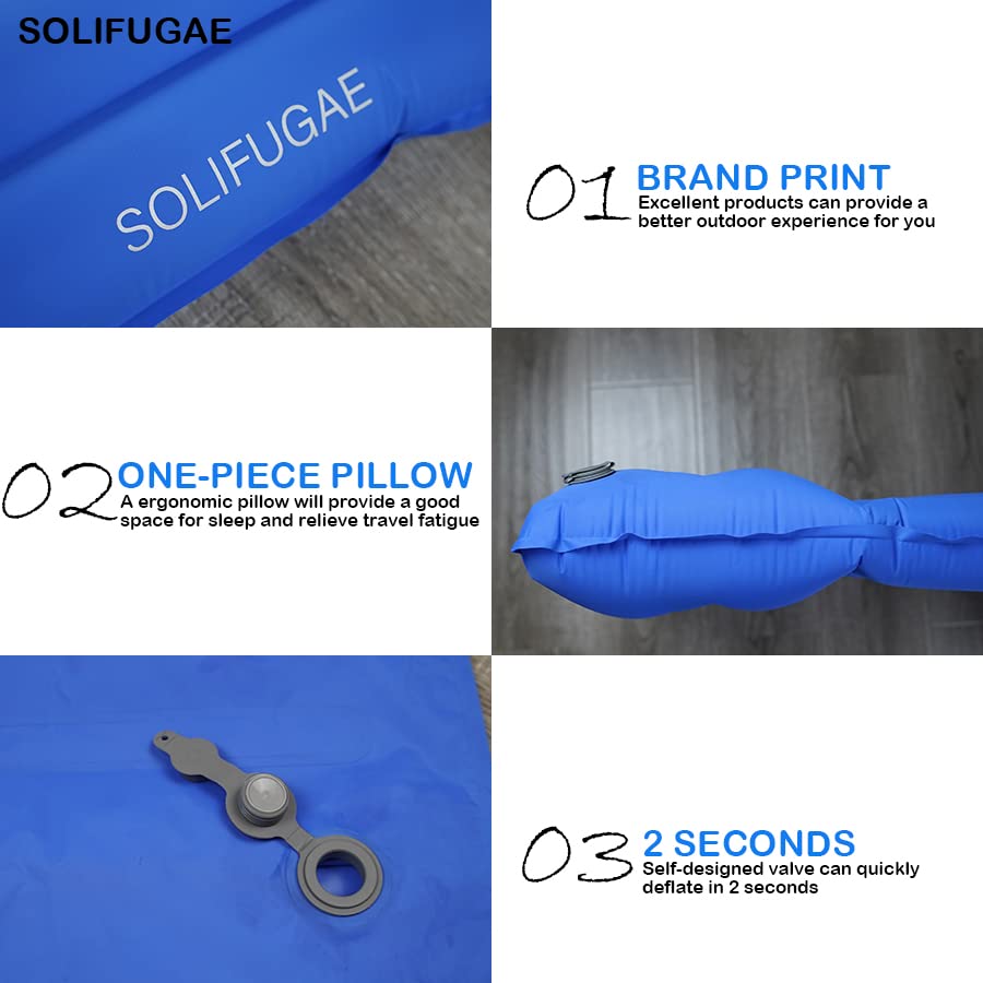 SOLIFUGAE Camping Mattress-Thickness Pillow Infltable Pad-Waterproof Tent Bed