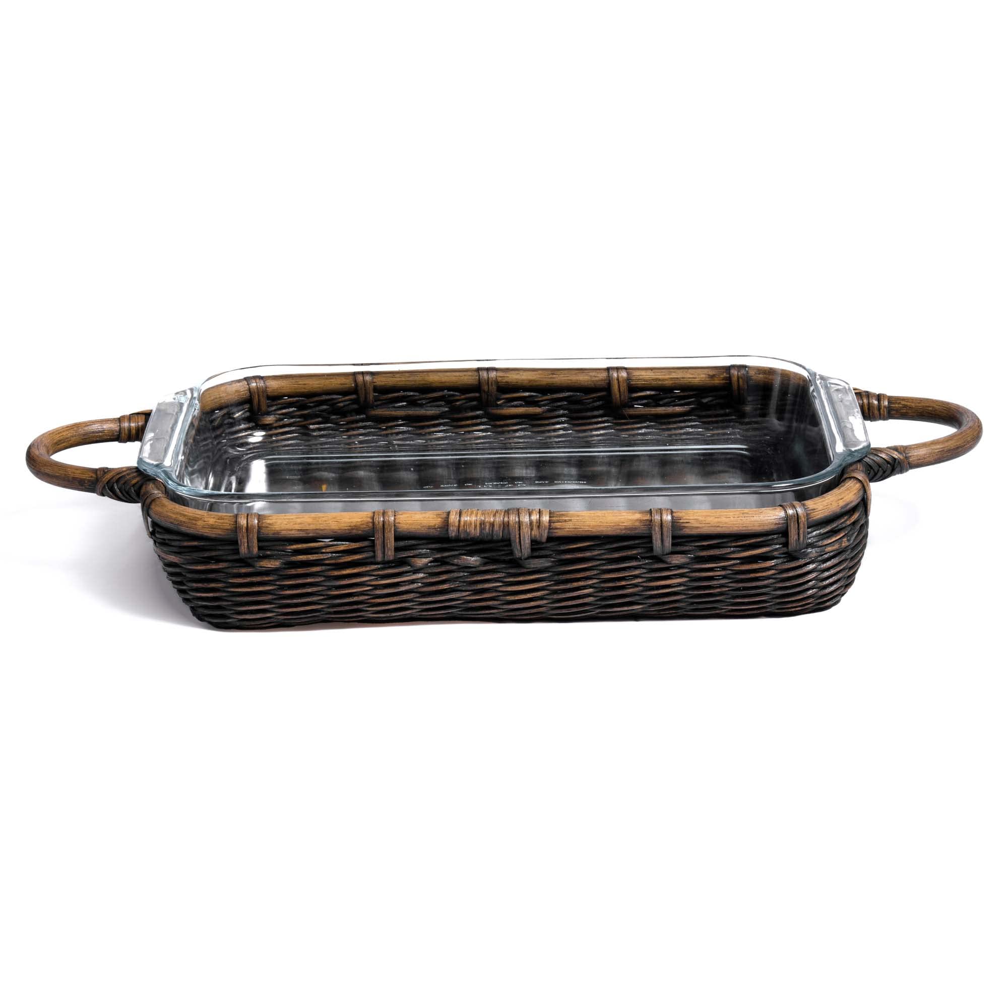 The Basket Lady Wicker Casserole Basket, 3 Quart, Antique Walnut Brown