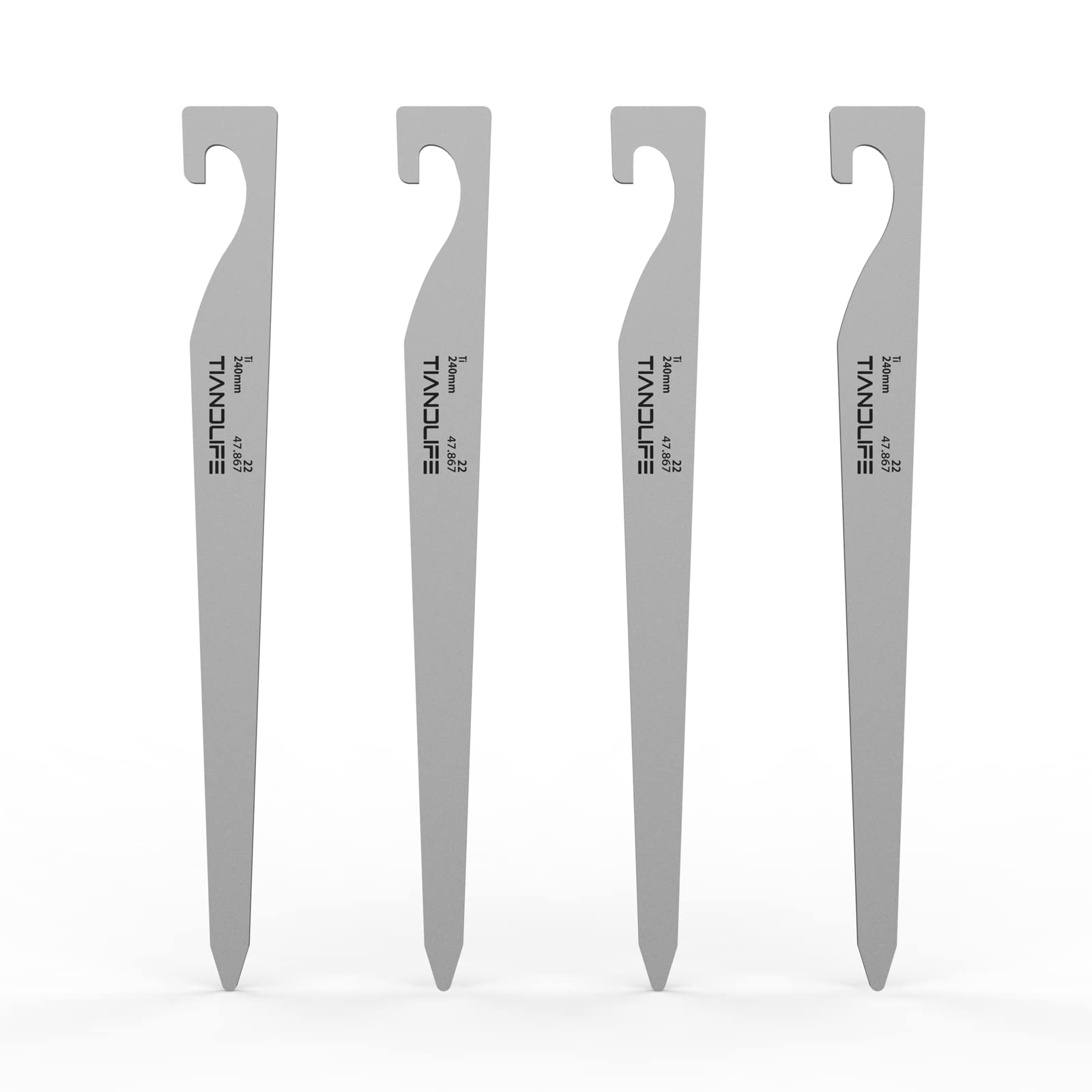 TIANDLIFE Tent Stakes - Titanium Tent Pegs - 9.4in/24cm Heavy Duty Camping Stakes, Windproof Rustproof, Not Easy to Bend,Essential Tent Accessories for Camping, Rain Tarps, Hiking, Backpacking.