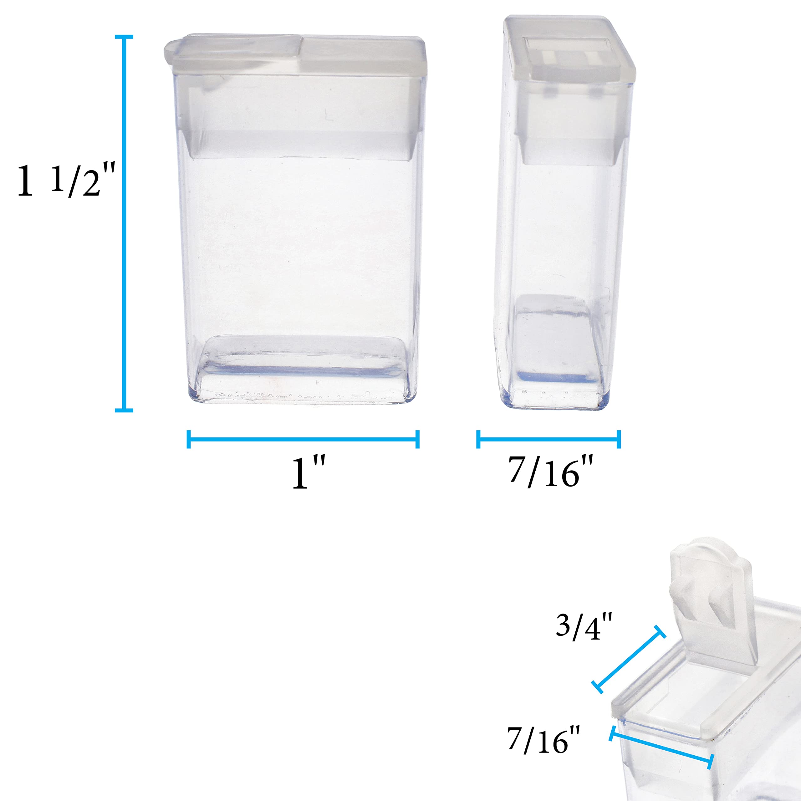 The Beadsmith Clear Plastic Boxes - Rectangle with a Flip Top Cap - 7/16” x 1” x 1-1/2” - Use for Beads, Bath Salts, Wedding & Party Favors, Home or Office Storage - Bag of 100