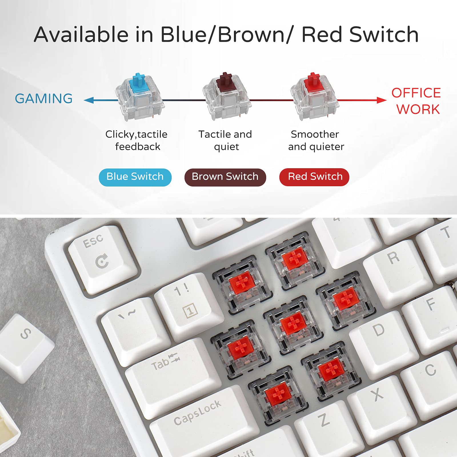 RK ROYAL KLUDGE Gaming Keyboard and Mouse Combo, Wired TKL Mechanical Keyboard and RGB 7200 DPI Mice, 87 Keys Computer Keyboard with Programmable Macro, Brown Switches-White Set