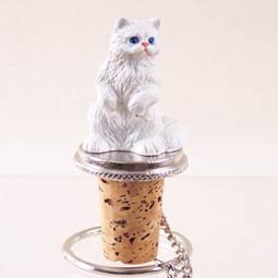 White Persian Cat Wine Bottle Stopper CTB08 [Kitchen] by Conversation Concepts