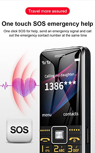 Unlocked GSM Big Button Feature Cell Phone for Elderly, 2.4" Screen Dual SIM 6800mAh Battery SOS Key Mobile Phone Easy to Use (Red)
