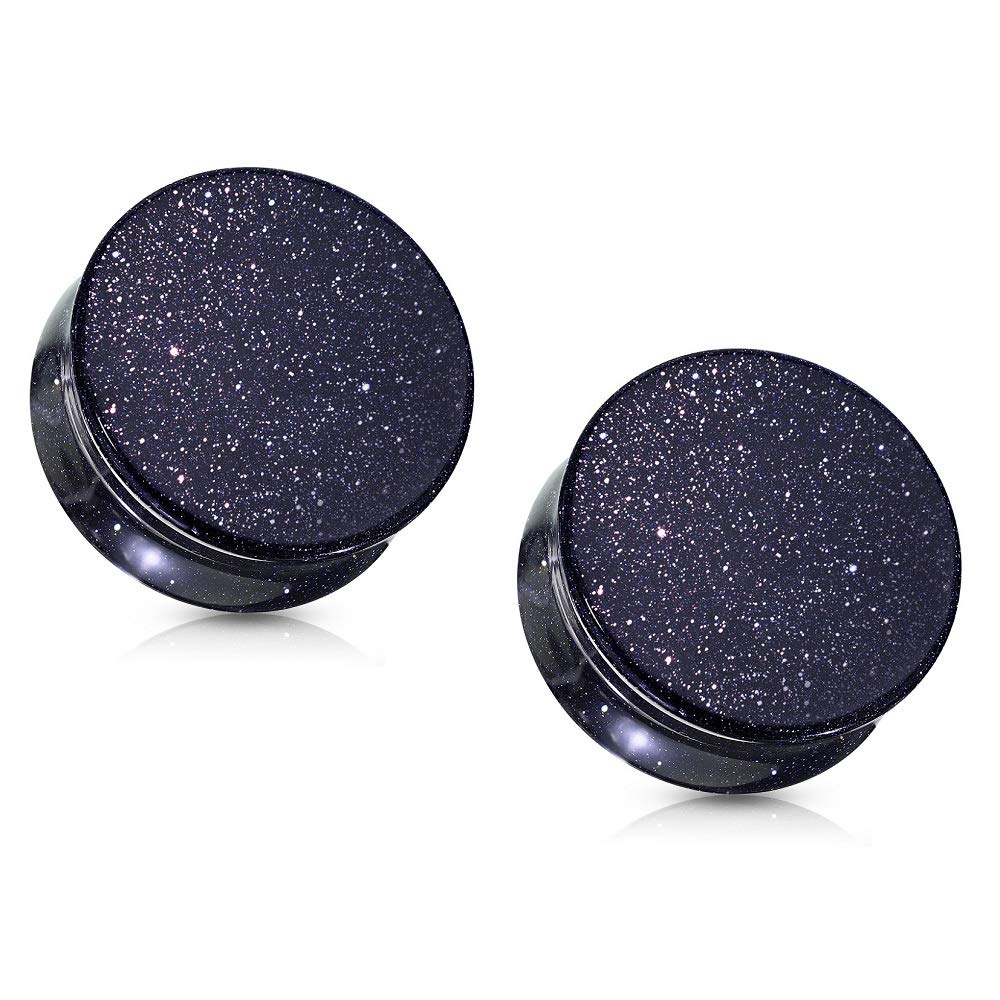 Pierced Owl Natural Blue Sand Stone Double Flared Saddle Plug Gauges, Sold as a Pair (10mm (00GA))
