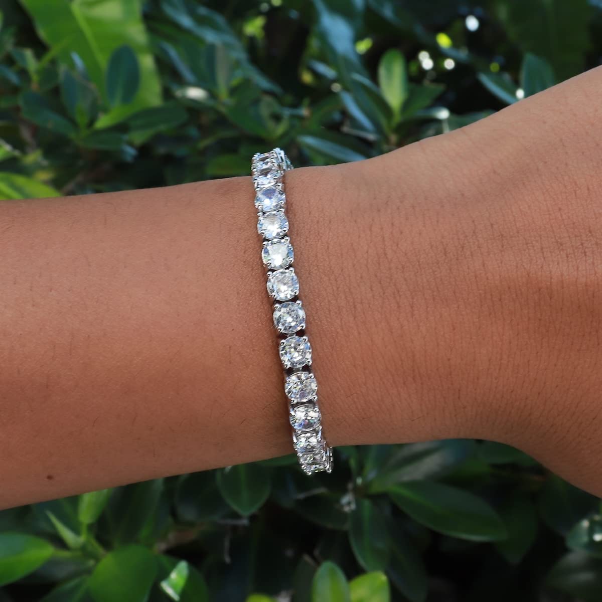 The GDL Shop 5MM Round Cut Tennis Bracelet, 7" - White Gold