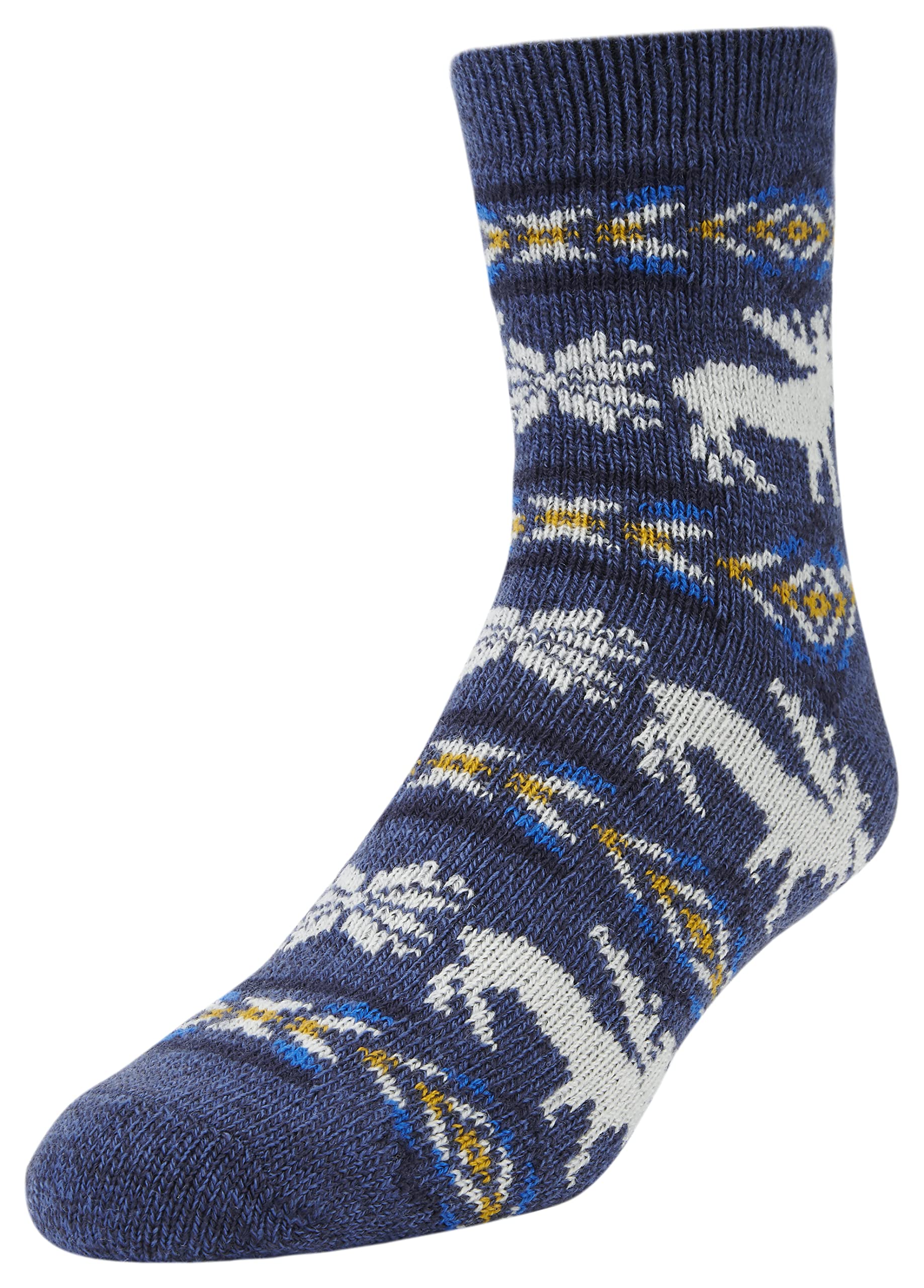 Sof Sole Fireside Double-Layer Cozy Ultra-Warm Soft Giftable Multi-Pack Crew Socks, Grey/Blue/White/Black, Large