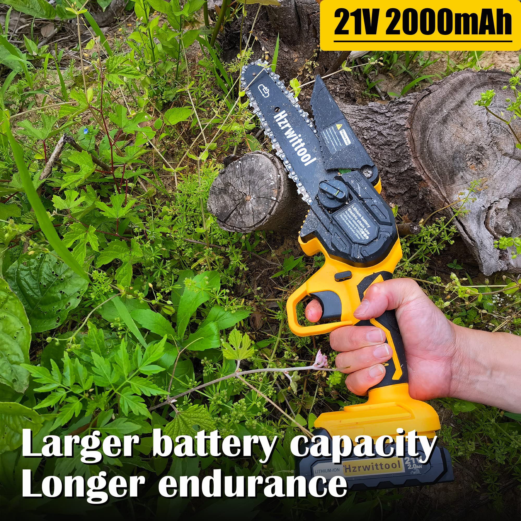 Mini Chainsaw 6 inch, Portable Electric Cordless Chainsaw, 21V 2000mAh Battery Powered, Small Handheld Chain Saws Pruning Shears for Camping, Tree Branches, Courtyard and Garden Maintenance.