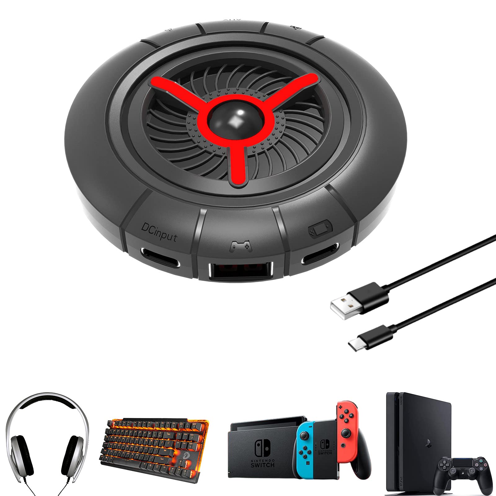 N-Switch Keyboard and Mouse Adapter, Wired Keyboard Mouse Converter with 3.5mm Headset Mic Port for PS4, PS3, Nintendo Switch, Xbox Series X/S, Xbox One/Slim/Pro/360 Console Support Custom Mapping