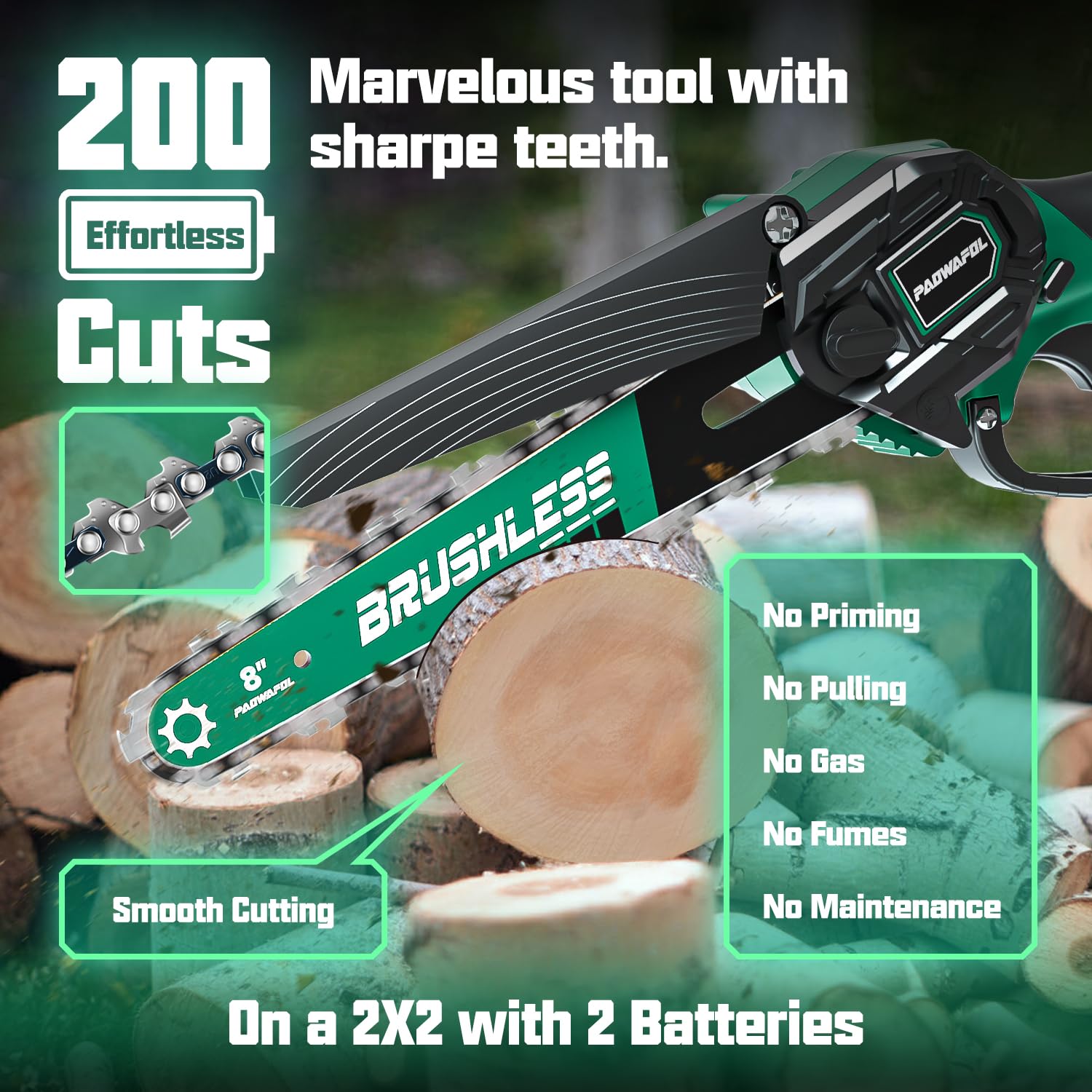 Mini Chainsaw Cordless 6-Inch, Handheld Small Power Chain Saws Battery Power Operated Electric Hand Mini Chain Saw Portable Pruning Shears for Branches, Strong Power-operated Tools Lawn Garden Edgers