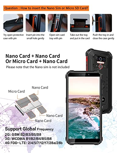OUKITEL WP5 Pro (2021) Rugged Smartphone, 8000mAh Battery 4GB +64GB Android 10 Unlocked Cell Phones IP68 Waterproof 4G LTE Dual SIM Triple Camera 5.5 HD+ Global Version Face ID Fingerprint GPS