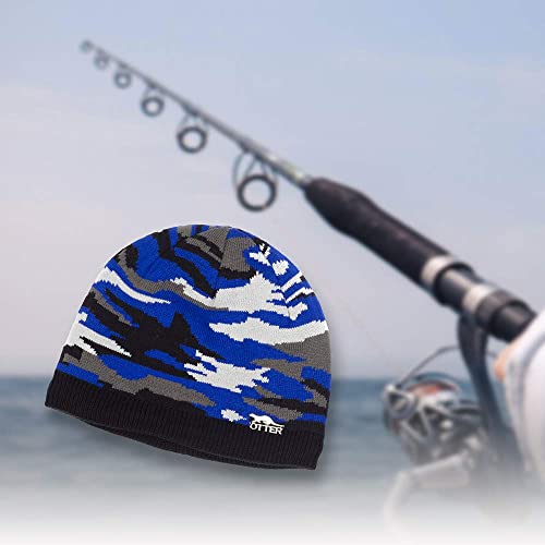 OTTER Waterproof, Windproof, Breathable - Beanie Knit Hat for Cold Weather Available in 7 Colours (Blue Camouflage)