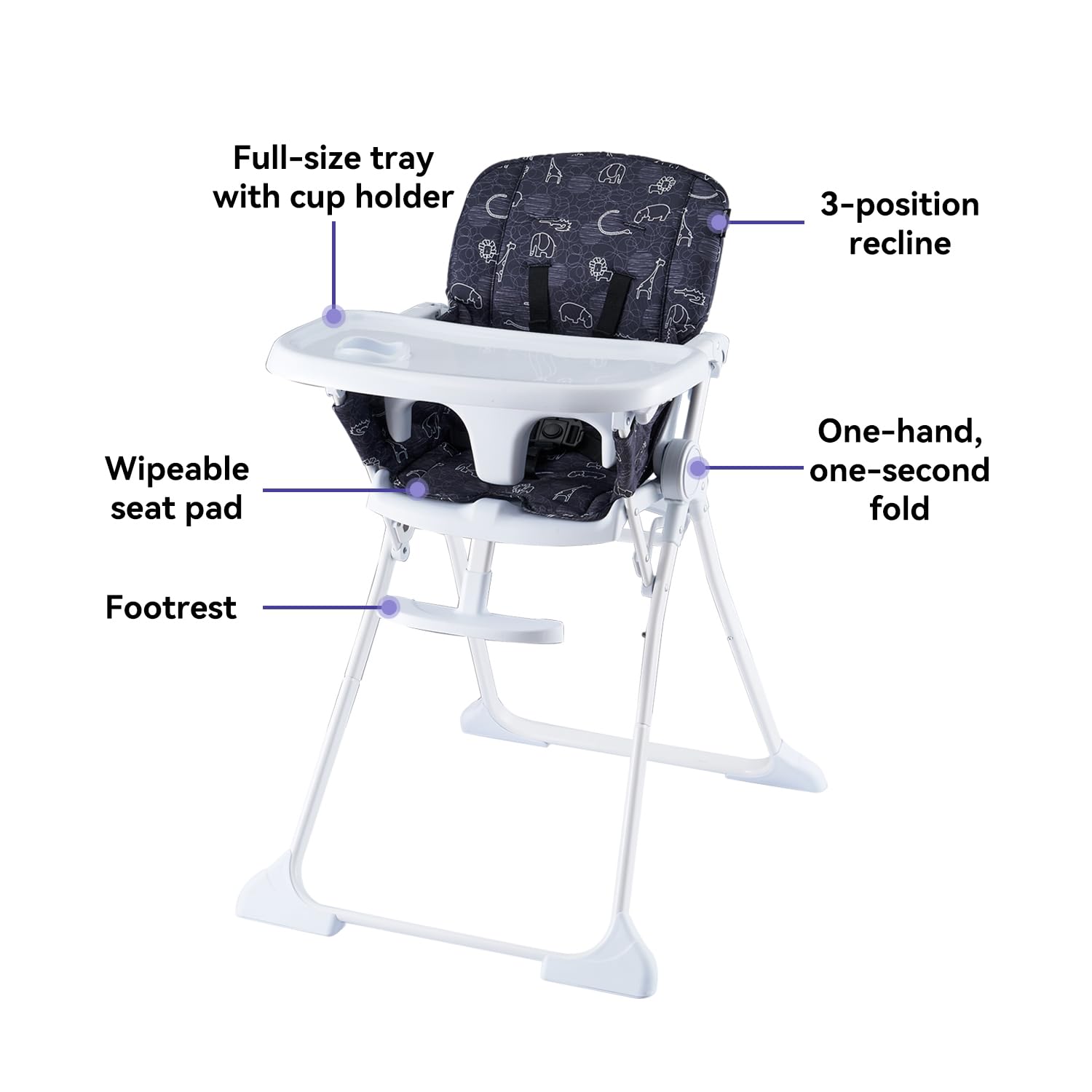 Pamo Babe Slim Snacker High Chair, Ultra Compact High Chair, Whisk Portable Highchair