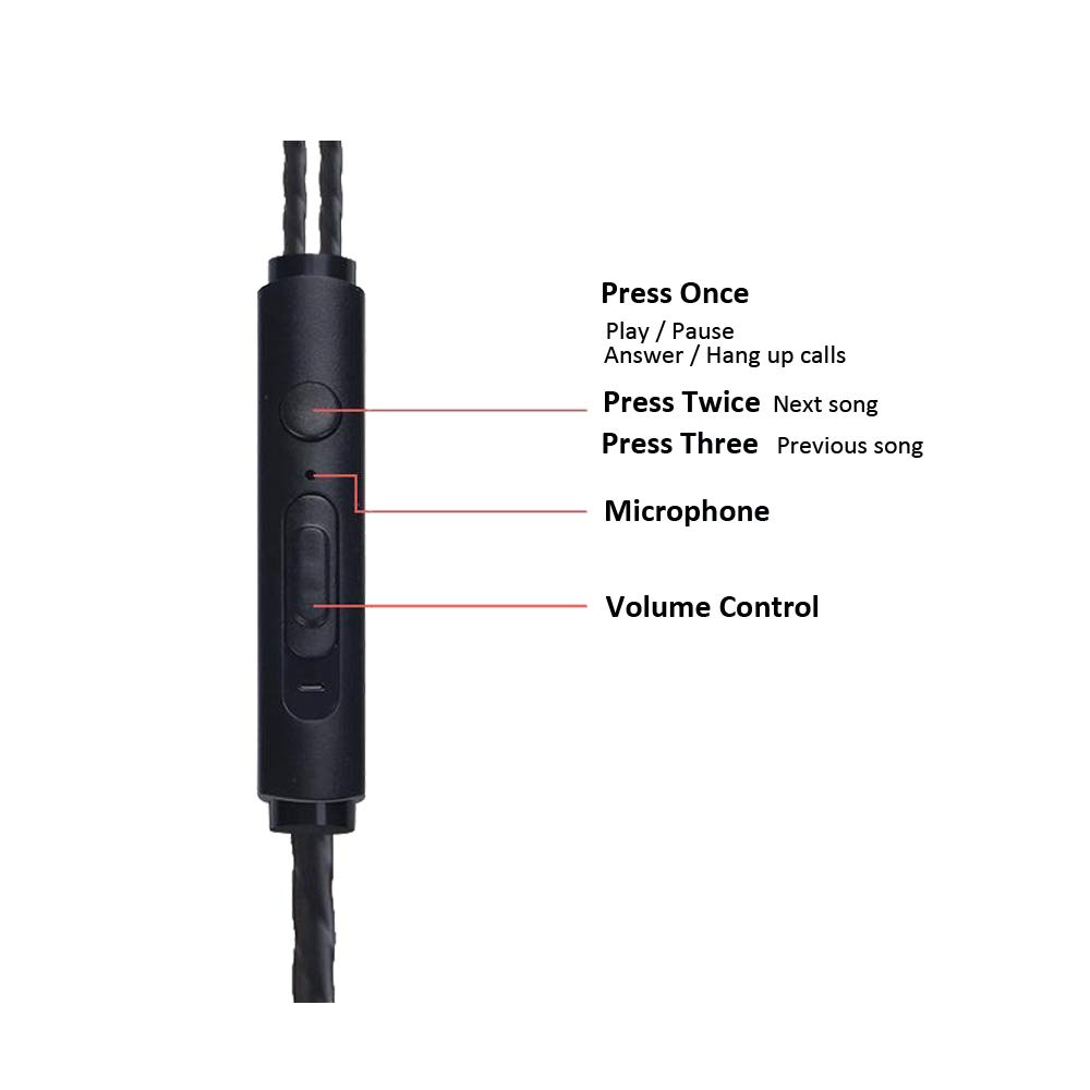 Noise Isolating in-Ear Wired Earphones Earbuds Headphones with Microphone Volume Control for 3.5mm Audio Jack Android Phones HP Dell Surface LG Toshiba laptops Tablet Chromebook (Black)