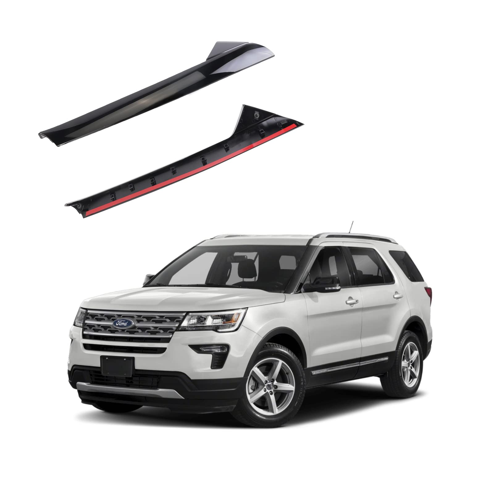 SONTIAN A-Pillar Front Molding Windshield Outer Trim Pillar Compatible with 2011-2019 Ford Explorer Windshield Molding Replaces BB5Z-7803145-AA BB5Z-7803144-AA(Left Driver Side+Right Passenger Side)
