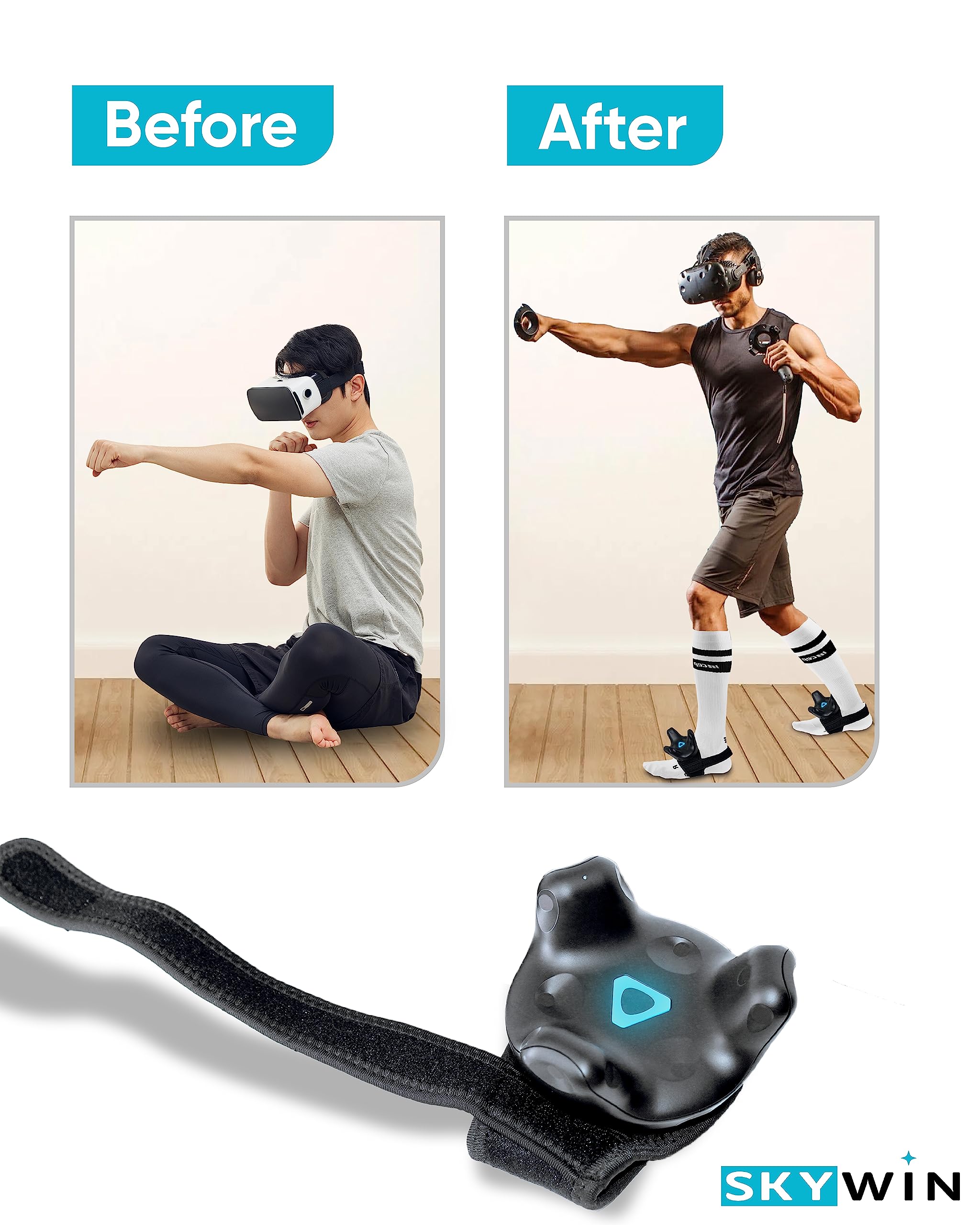 Skywin-VR Tracker Straps for HTC, Vive Tracker Straps -2 Pack, Adjustable Tracker Straps,VR Full Body Tracking for Foot, Tracking in Virtual Reality