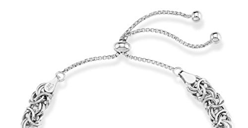 Miabella Italian 925 Sterling Silver Byzantine Bolo Bracelet for Women, Adjustable Bracelet Handmade in Italy (sterling-silver)