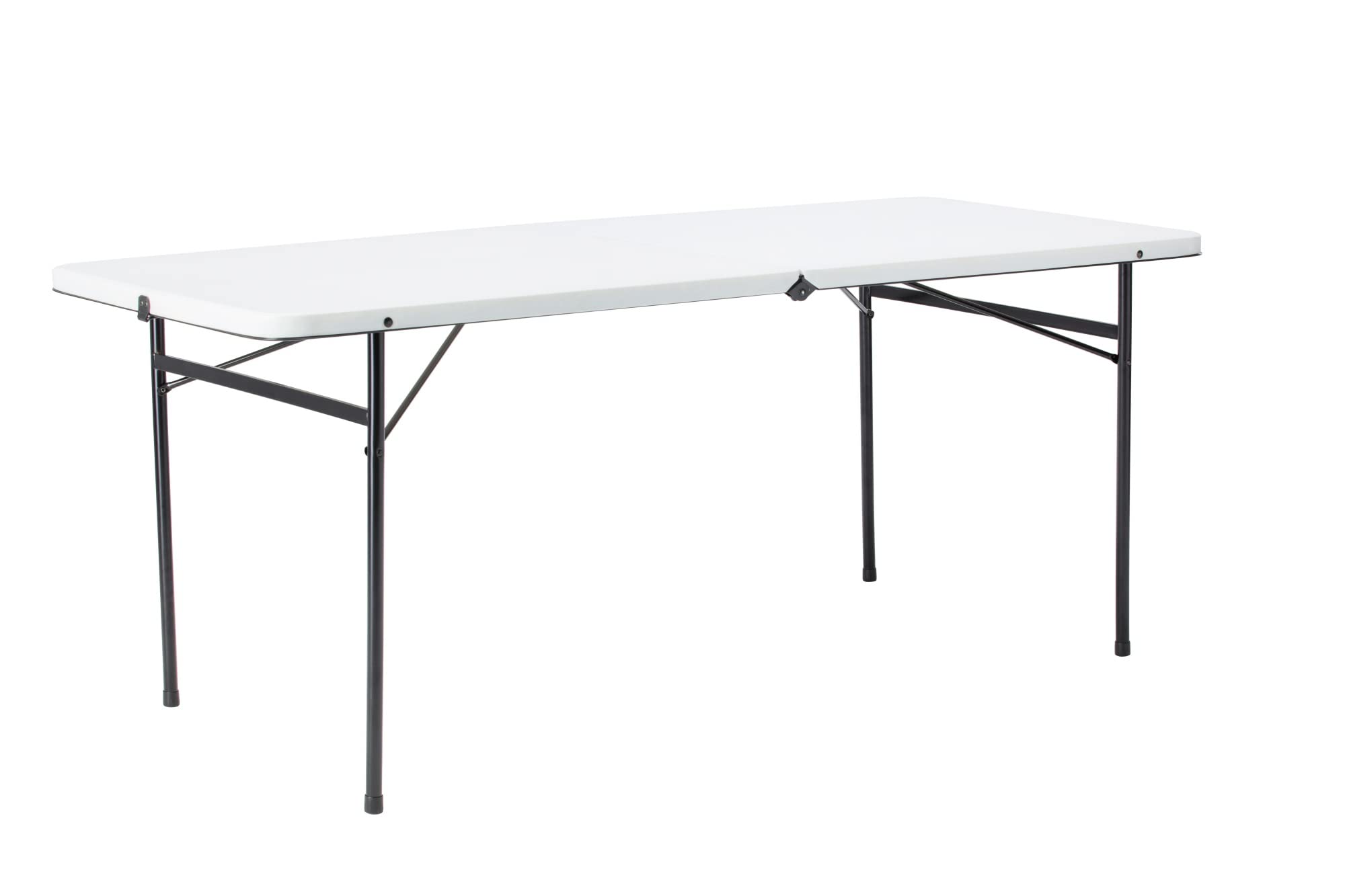 MeNtch 6 Foot Bi-Fold Plastic Folding Table, White