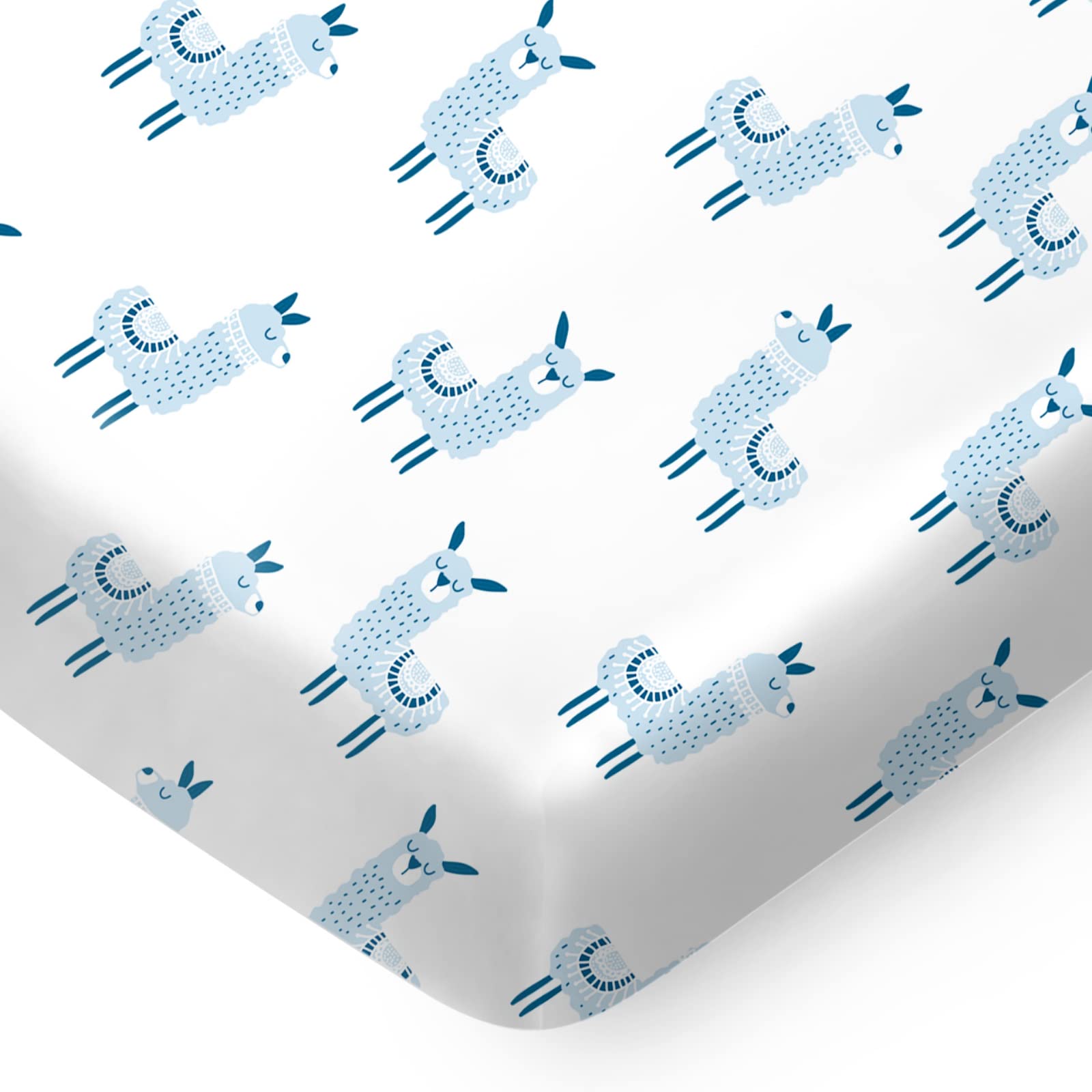 Mini Crib Sheet with Llama Pattern - 100% Organic Cotton Pack n Play Fitted Sheet - Premium Mini Pack and Play Sheets - Pickle & Pumpkin Sheet Compatible as Graco Pack n Play Sheet & Mini Crib Sheets