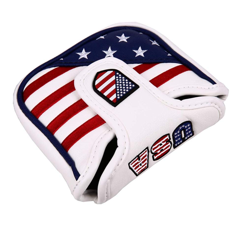 N/C Square Mallet Putter Cover Golf Headcover for Taylormade Spider Tour Magnet 1PCS (White, One Size)
