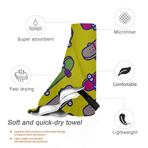 MOVTBA Quick Dry Beach Towel Microfiber Compact Absorbent Beach Towel Quick Drying with Carrying Bag Interesting Sports Skateboarding Beach Accessories for Girls