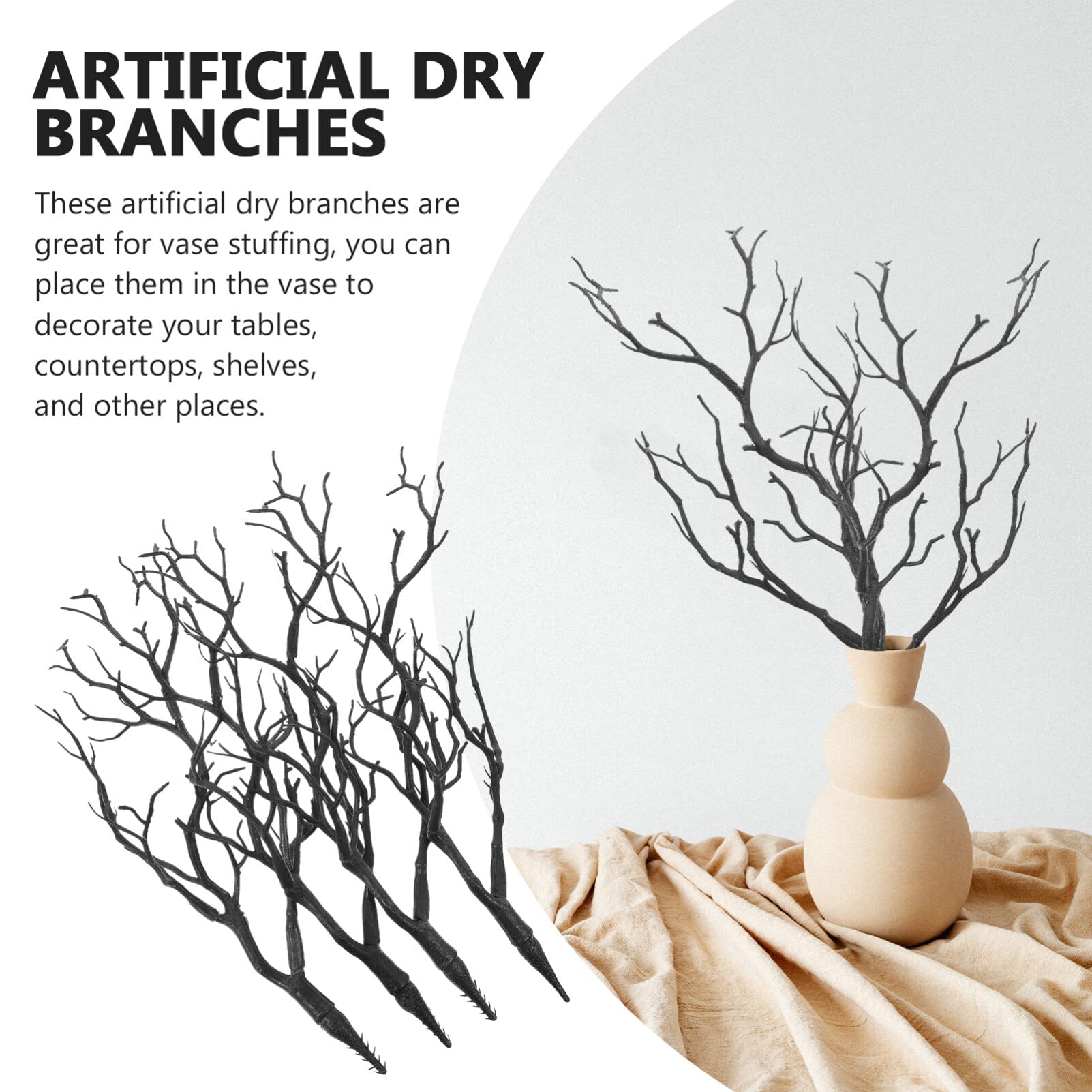 MAGICLULU Decorative Tree Branches 4pcs Plastic Artificial Dry Plant Tree Branch Antler Dried Branches Decorative Plant Twigs Branch Manzanita Trees Vase Decor