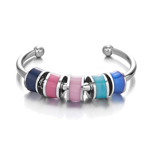 To My Daughter - Fidget Ring, Anxiety Meditation Ring for Women, Ring with Beads Spinner Adjustable Swivel Ring, Fidget Jewelry Gift For Daughter Stepdaughter (Enamel Ring A)