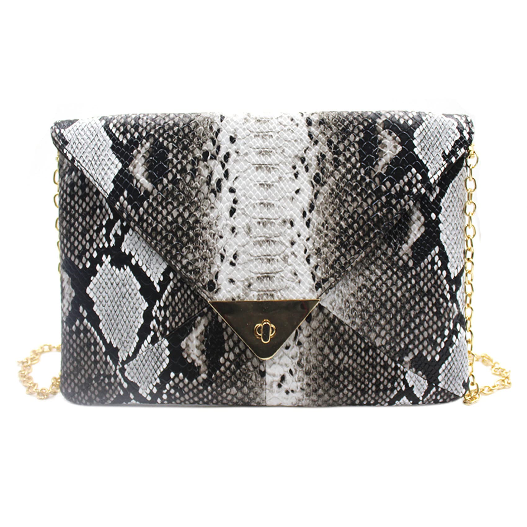 MINGSEECESS Women Thin Envelop Clutch Handbag with Chain Strap Ladies Snakeskin Shoulder Crossbody Bag