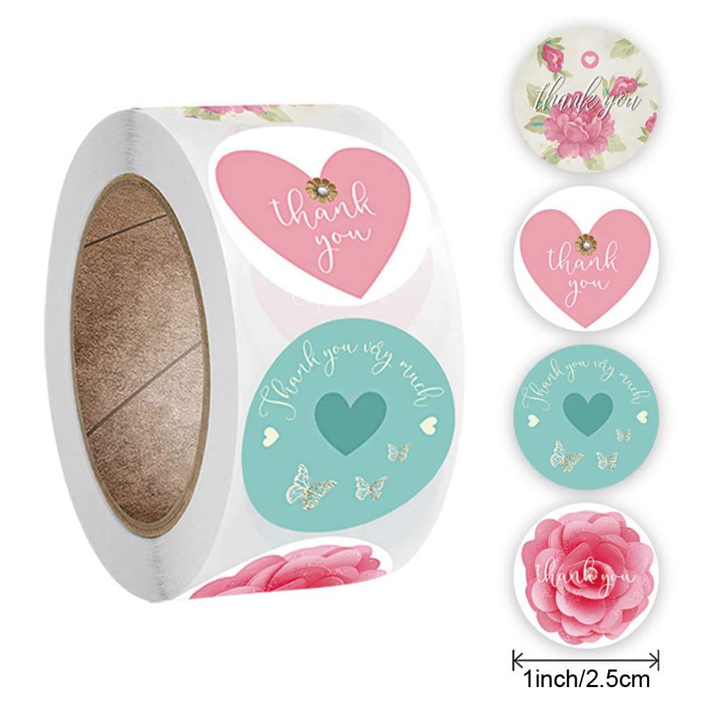 Thank You Stickers Rolls, 1000Pcs 1 Inch Thank You for Supporting My Small Business Envelope Seals (B)