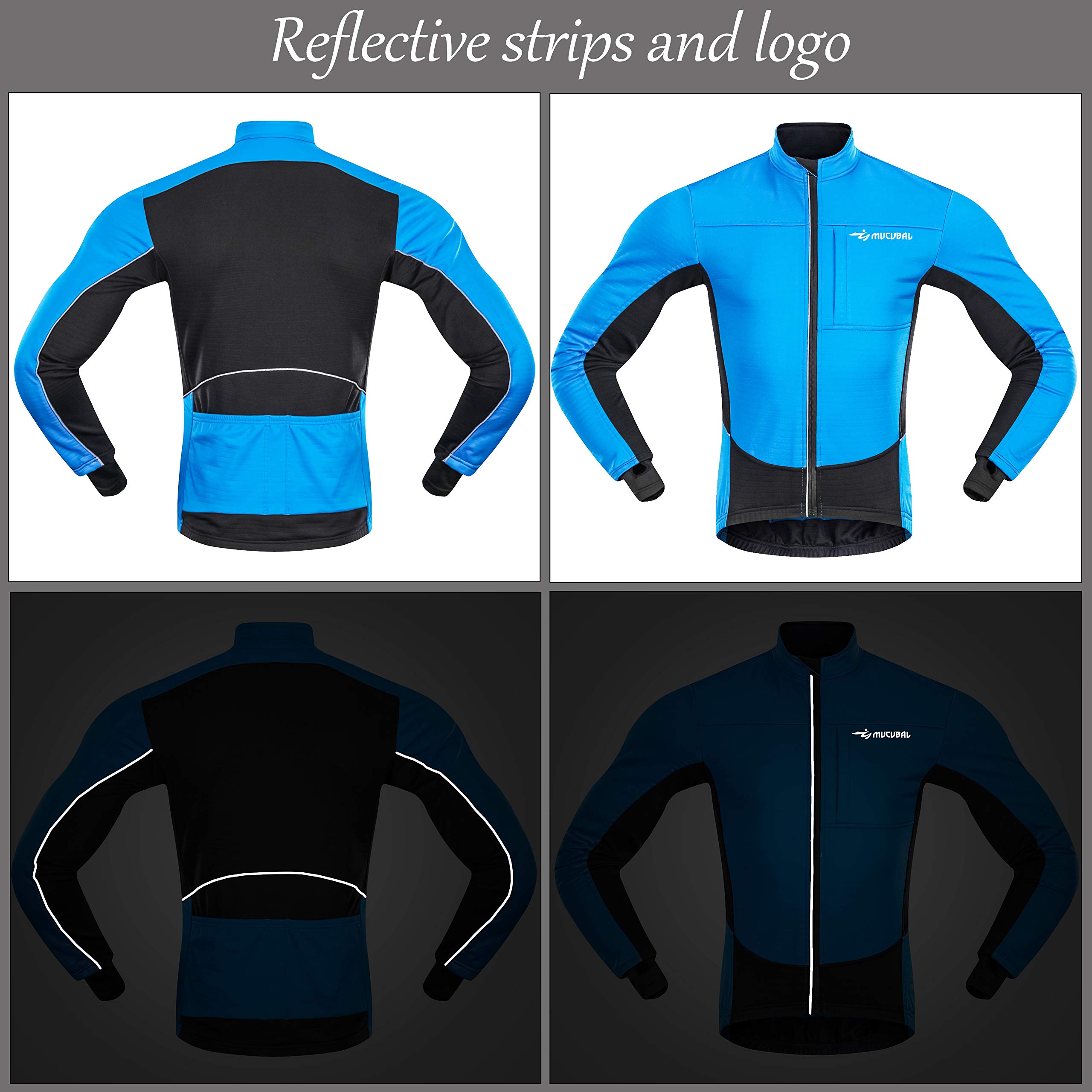 MUCUBAL Men's Cycling Jacket Windproof and Water-Resistant Coat Winter Thermal Breathable Bike Windbreaker(Black,S)