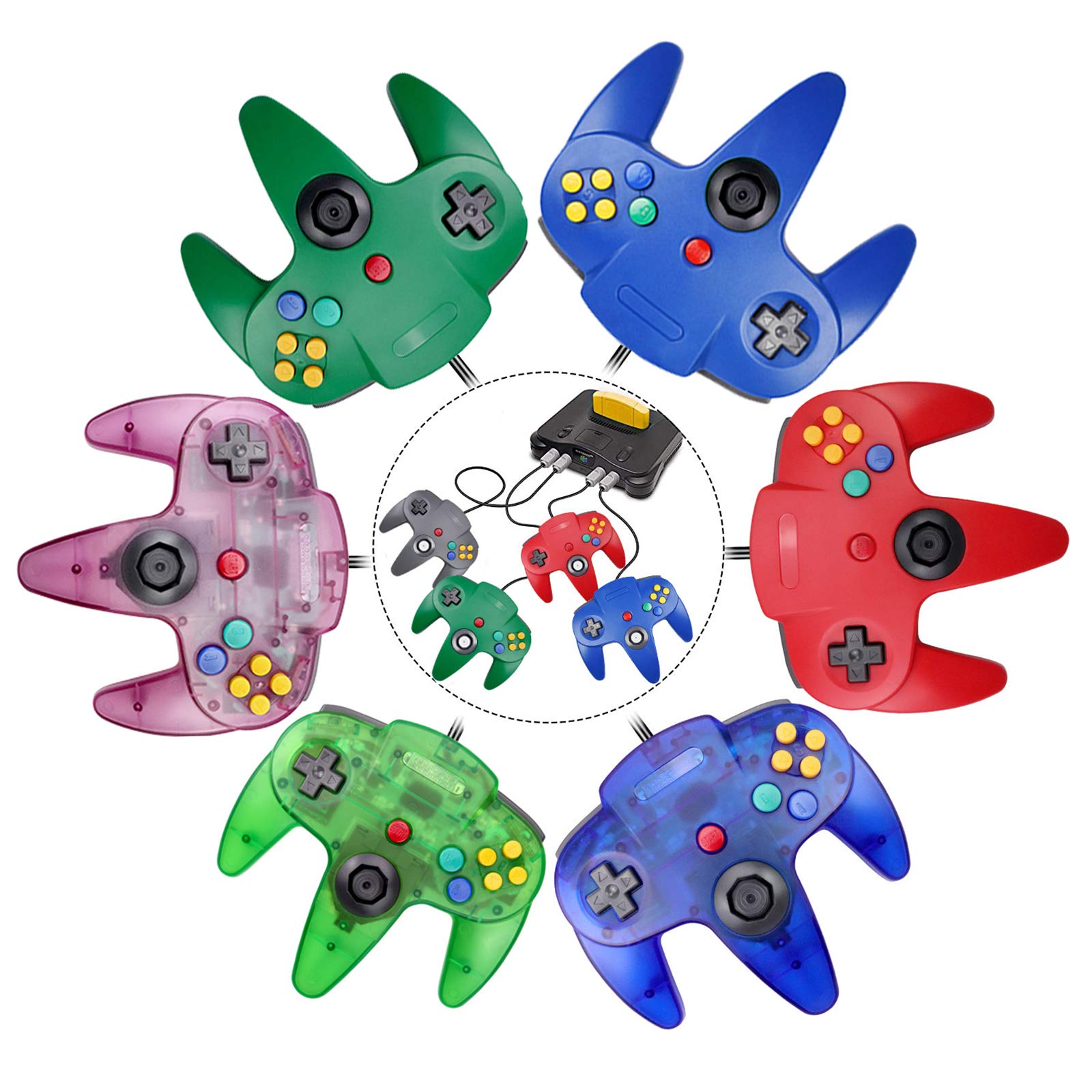 N64 Controller USB, King Smart Classic Wired N64 Controllers with Upgraded Joystick for Original Nintendo 64 Console(Transparent Green+Transparent Red)
