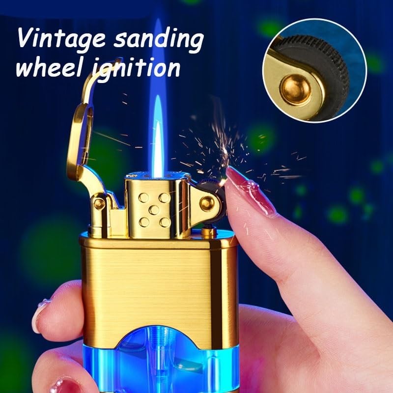 New Gas Lighter, Transparent Gas Window, Reusable, Easy to Carry, Suitable, Daily Use (Color : C3-Blue Flame)