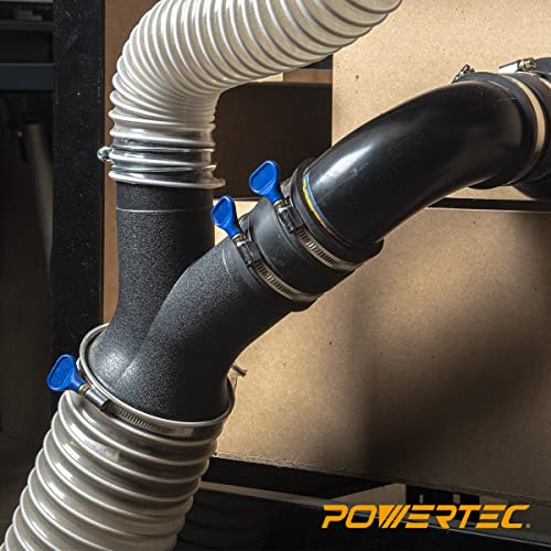 POWERTEC 70337 2-1/2" Dust Control Flex Cuff with Adjustable Key Hose Clamps, Hose Connector Rubber Cuff Coupler for Woodworking Dust Collection Fittings, Dust Collector Accessories & Machinery, 1pk