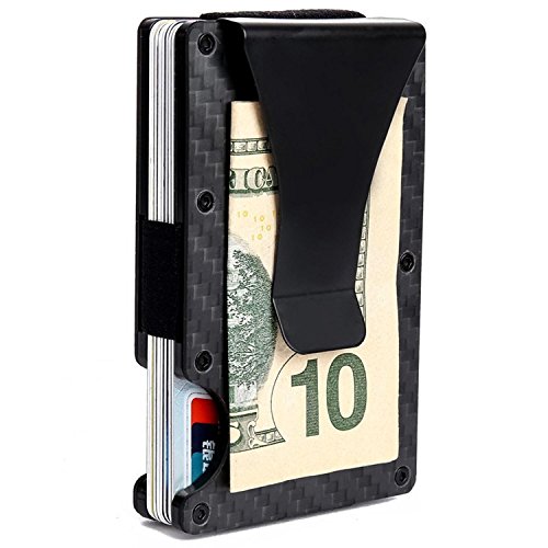 Minimalist Money Clip Wallet Front Pocket RFID Blocking Credit Cards Holder Slim Wallets for Men Women - Carbon Fiber